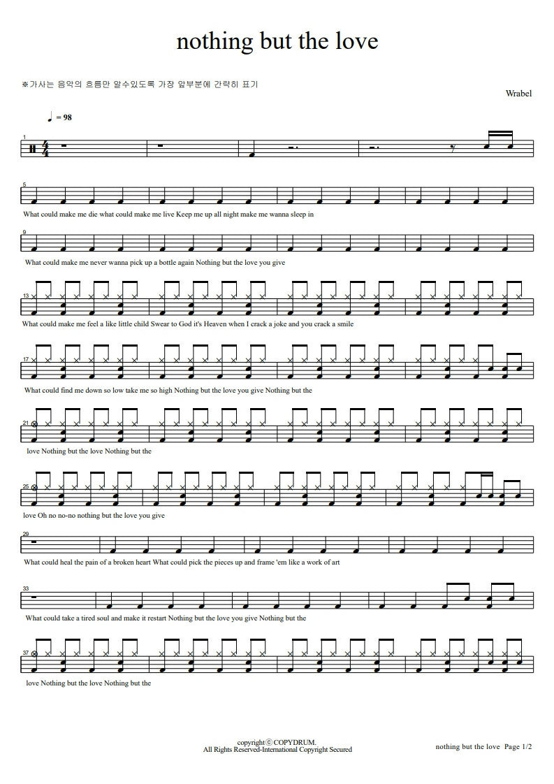 Nothing but the Love - Wrabel - Full Drum Transcription / Drum Sheet M – DrumSetSheetMusic