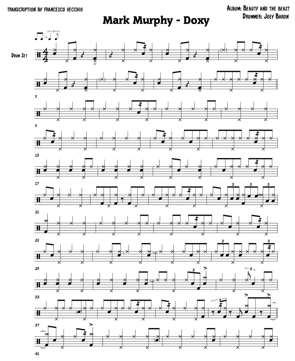 Doxy - Mark Murphy - Drum Sheet Music - FrancisDrummingBlog.com – DrumSetSheetMusic
