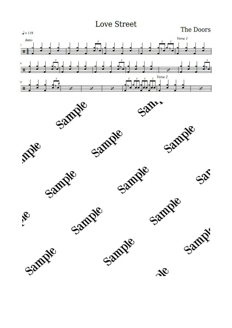 Love Street - The Doors - Drum Sheet Music - KiwiDrums – DrumSetSheetMusic