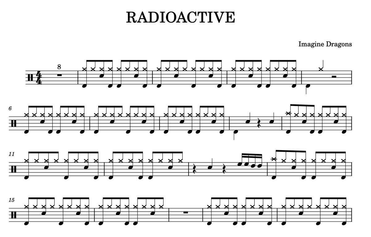 Radioactive - Imagine Dragons - Drum Sheet Music - Rossoni ...