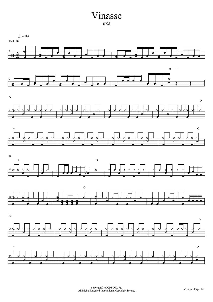 Vinasse - D82 - Full Drum Transcription / Drum Sheet Music - COPYDRUM – DrumSetSheetMusic