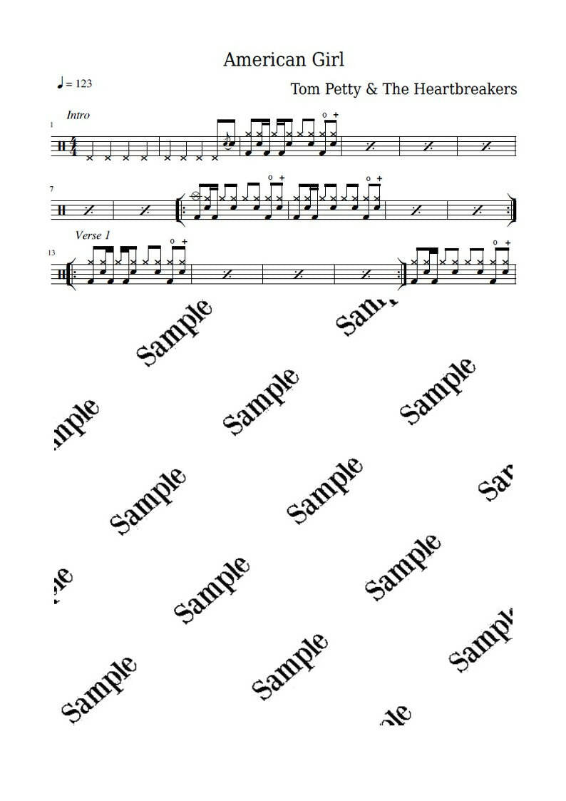 American Girl - Tom Petty and the Heartbreakers - Drum Sheet Music - KiwiDrums – DrumSetSheetMusic