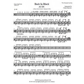 Back in Black - AC/DC - Drum Sheet Music - DrumScoreWorld.com ...