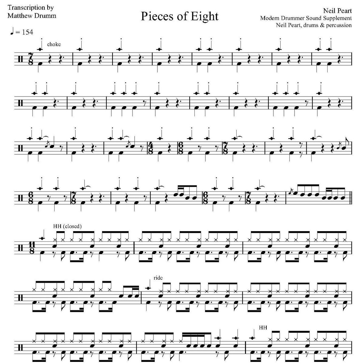 Pieces of Eight - Neil Peart - Drum Sheet Music - Drumm Transcriptions – DrumSetSheetMusic