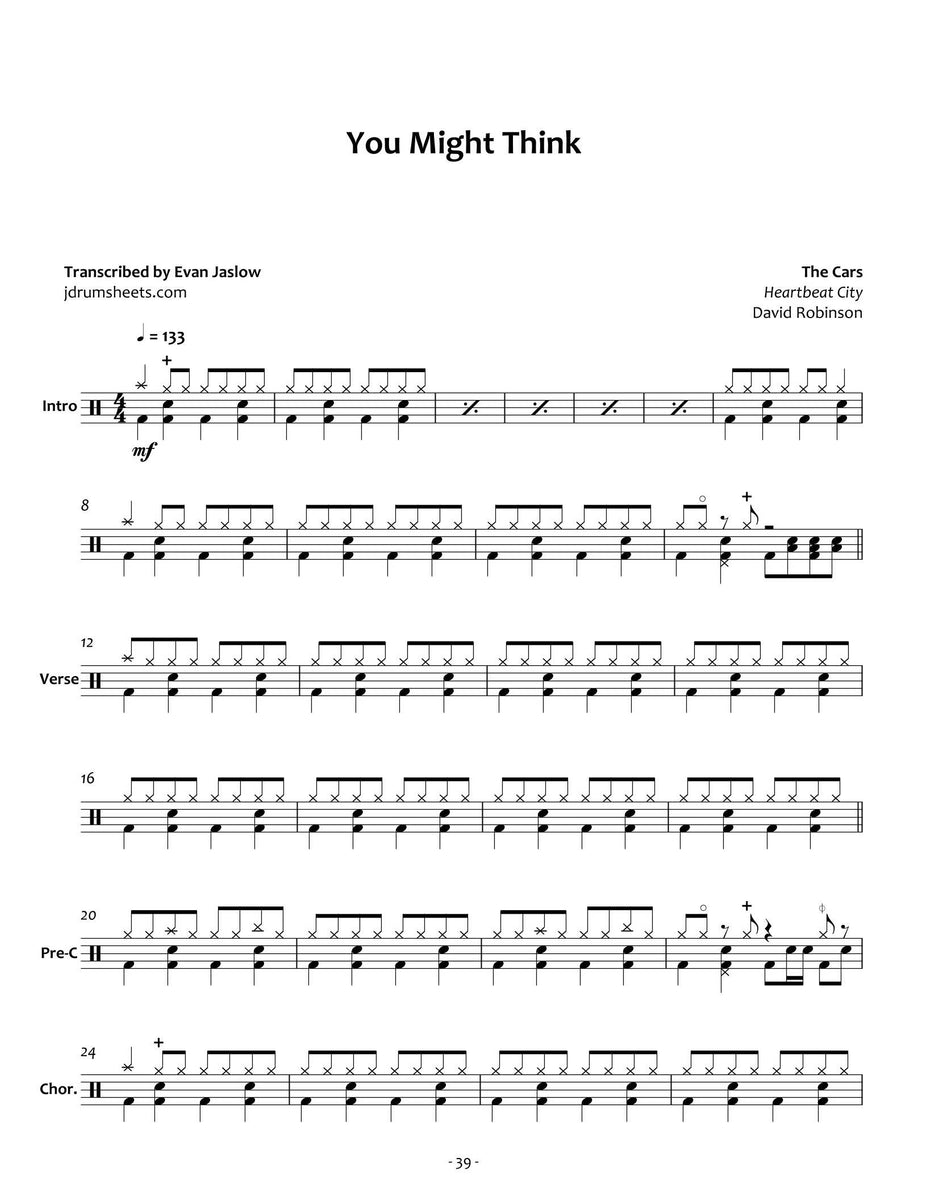 You Might Think - The Cars - Drum Sheet Music - Jaslow Drum Sheets ...