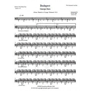 Budapest - George Ezra - Drum Sheet Music - DrumScoreWorld.com ...