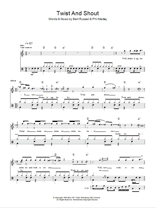 Twist and Shout - The Beatles - Drum Sheet Music - SheetMusicDirect D ...