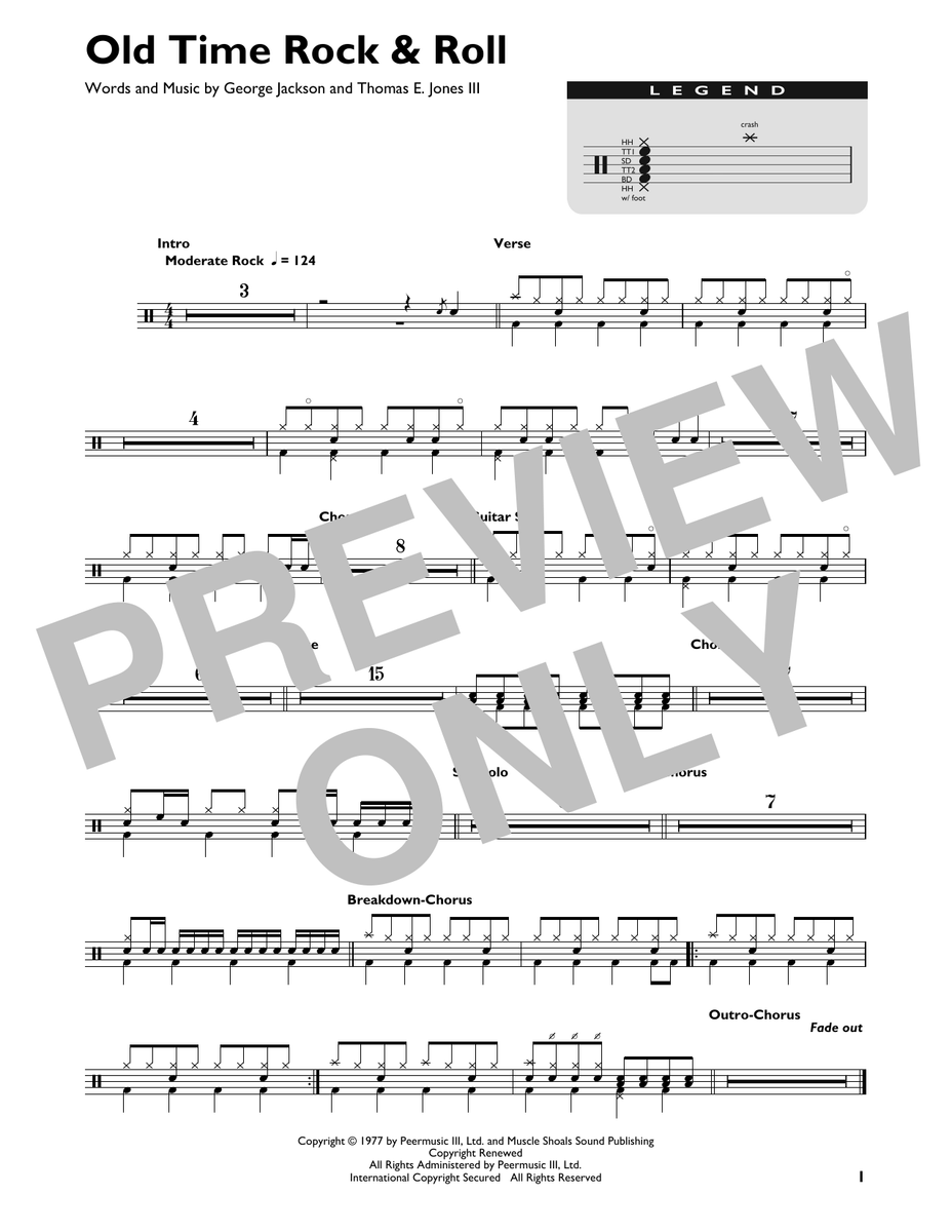 Old Time Rock & Roll - Bob Seger - Drum Sheet Music - SheetMusicDirect ...