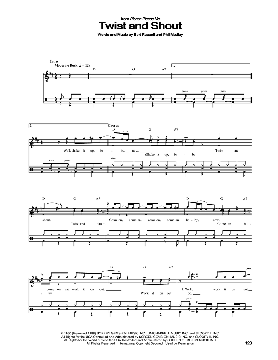 Twist and Shout - The Beatles - Drum Sheet Music - SheetMusicDirect ...