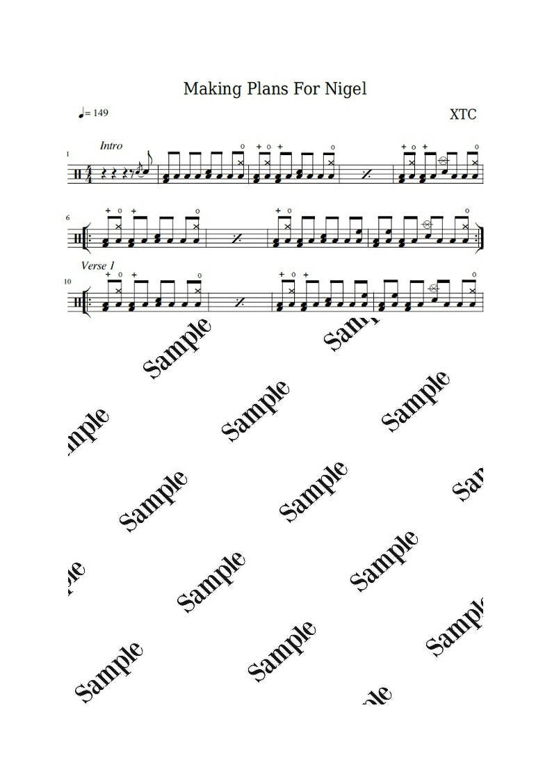 Making Plans for Nigel - XTC - Drum Sheet Music - KiwiDrums – DrumSetSheetMusic