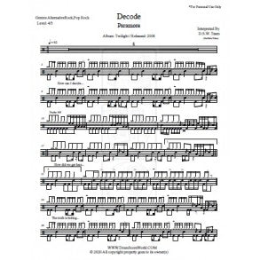 Decode - Paramore - Drum Sheet Music - DrumScoreWorld.com – DrumSetSheetMusic