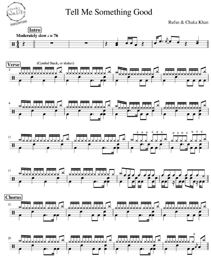 Tell Me Something Good (feat. Chaka Khan) - Rufus - Drum Sheet Music - Percunerds Transcriptions ...