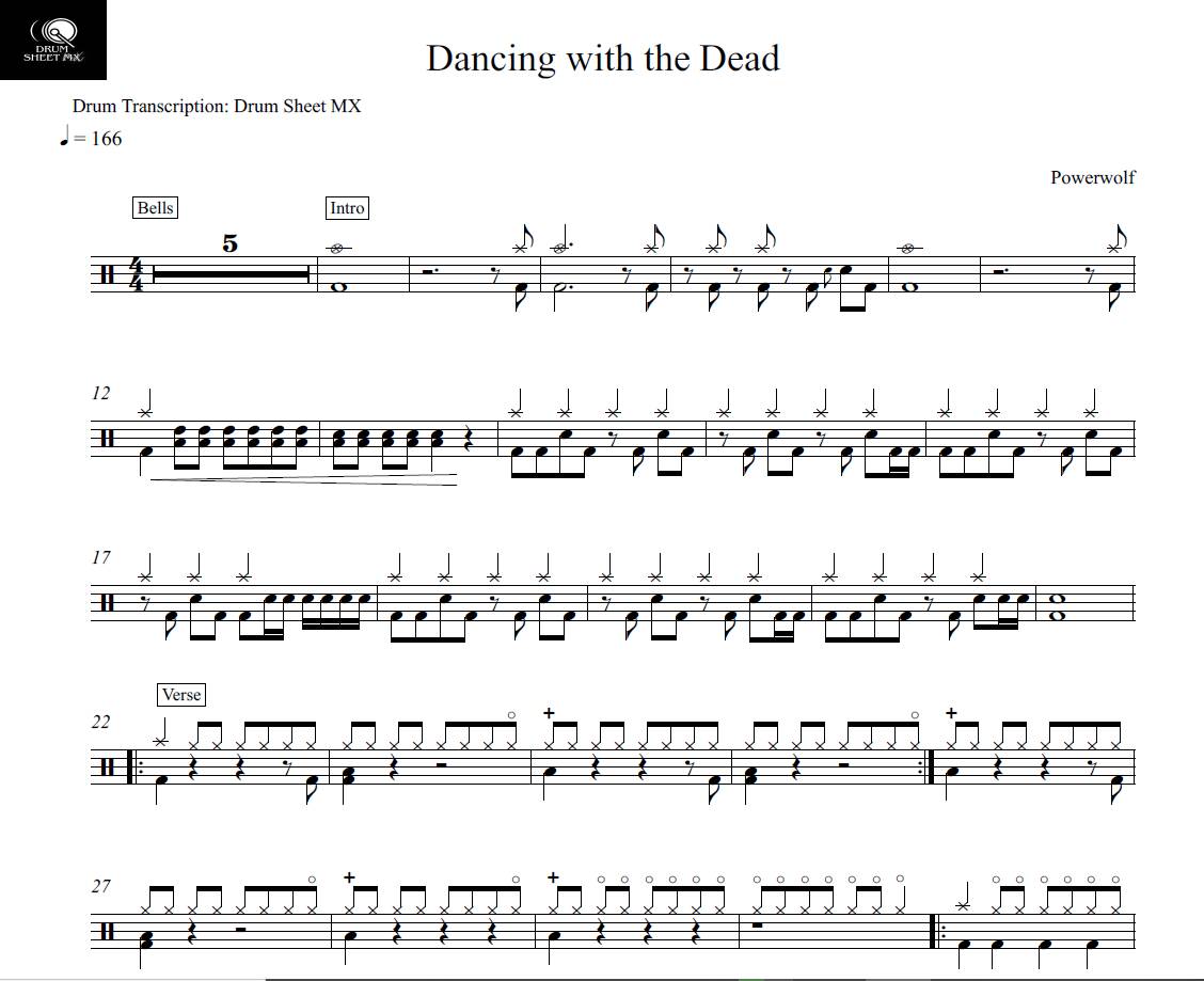 Dancing with the Dead - Powerwolf - Drum Sheet Music - Drum Sheet MX ...