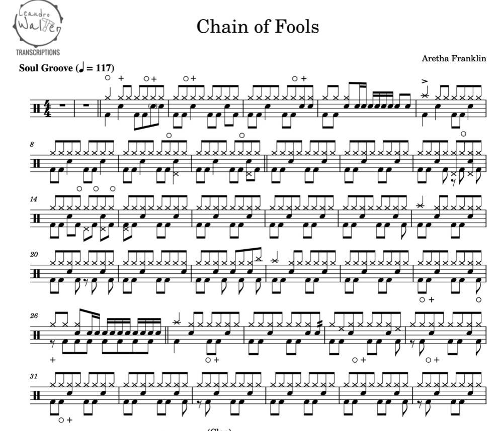 Chain of Fools - Aretha Franklin - Drum Sheet Music - Percunerds Transcriptions – DrumSetSheetMusic