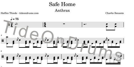 Safe Home - Anthrax - Drum Sheet Music - TideOnDrums – DrumSetSheetMusic