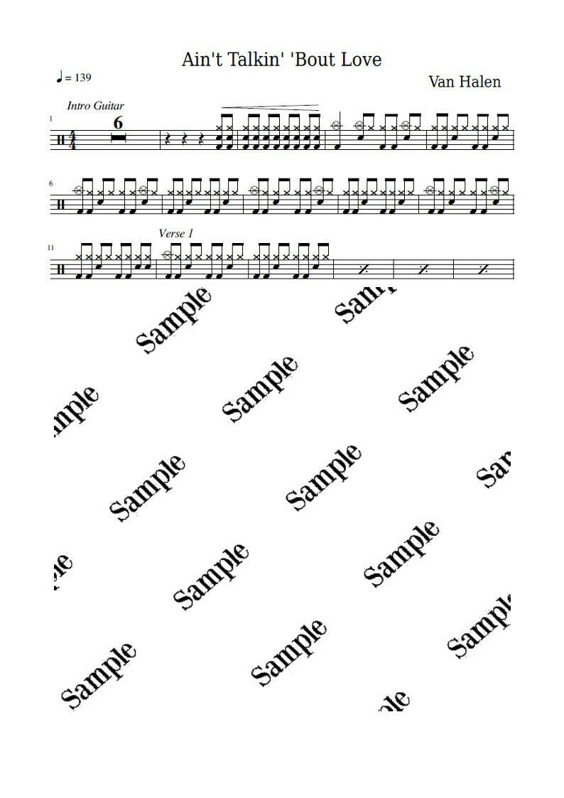 Ain't Talkin' 'Bout Love - Van Halen - Drum Sheet Music - KiwiDrums – DrumSetSheetMusic