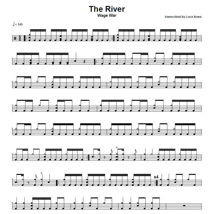 The River - Wage War - Drum Sheet Music - Luca Sowa Drum Sheets ...