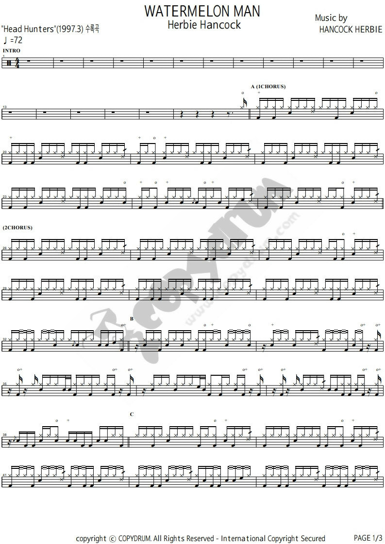 Watermelon Man - Herbie Hancock - Drum Sheet Music - – DrumSetSheetMusic