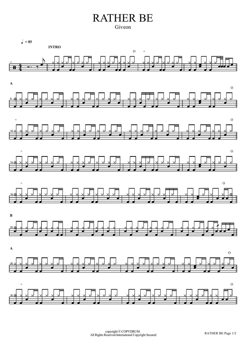 RATHER BE - Giveon - Full Drum Transcription / Drum Sheet Music - COPY ...