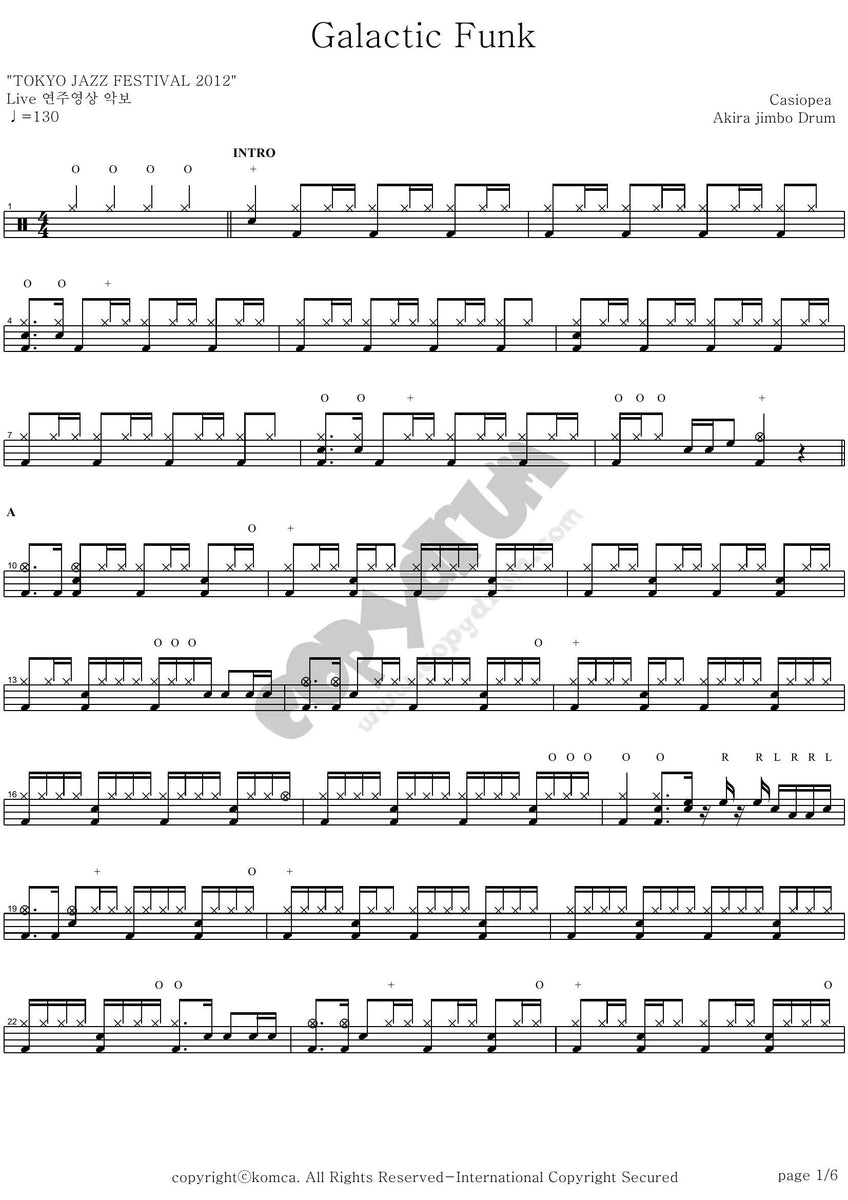 Galactic Funk - Casiopea (カシオペア) - Drum Sheet Music - COPYDRUM ...
