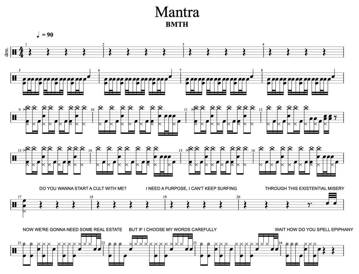 Mantra - Bring Me the Horizon - Drum Sheet Music - Cyril Mayer ...