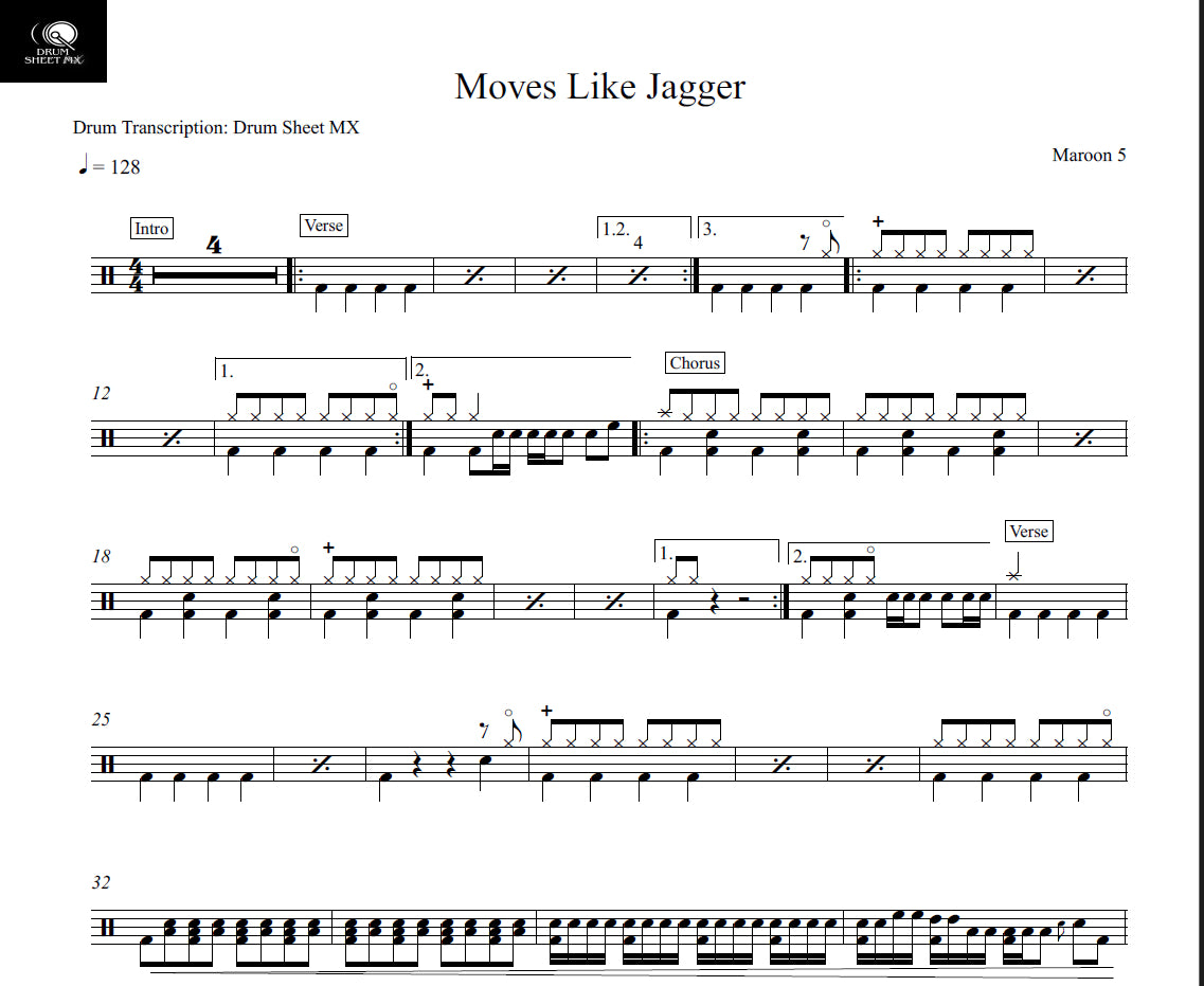 Moves Like Jagger (feat. Christina Aguilera) - Maroon 5 - Full Drum Tr ...