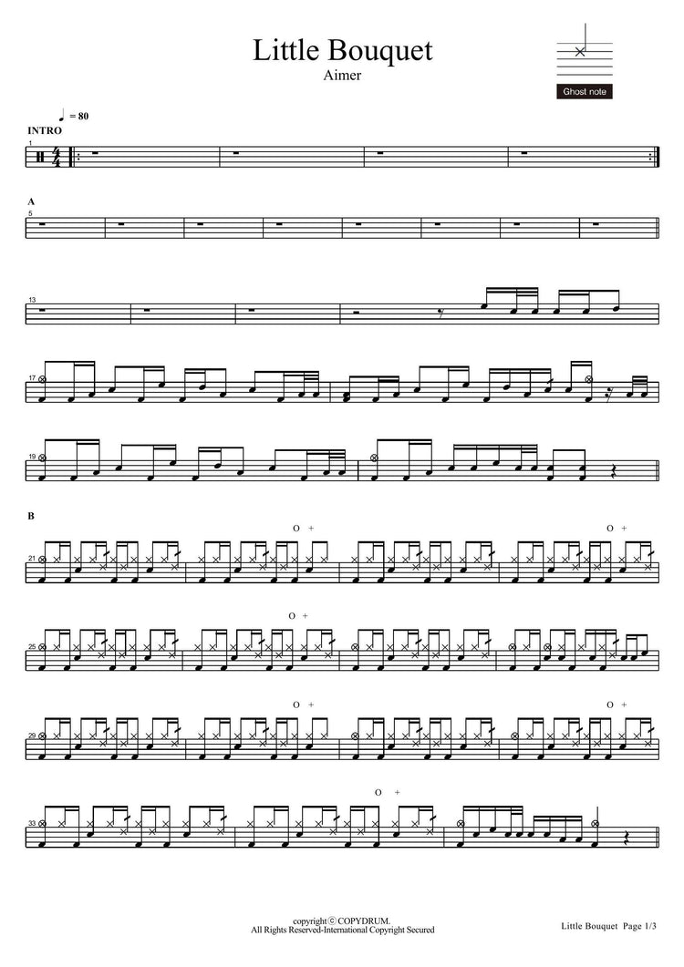 Little Bouquet - Aimer (エメ) - Drum Sheet Music - COPYDRUM ...