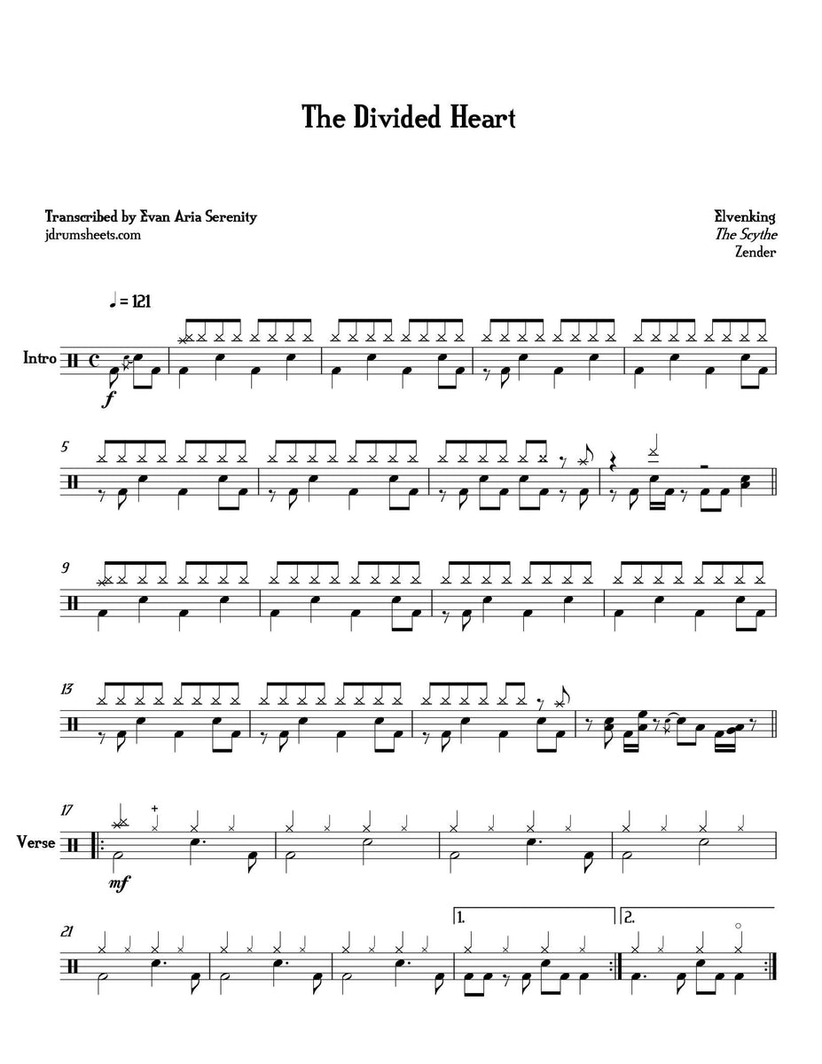The Divided Heart - Elvenking - Drum Sheet Music - Jaslow Drum Sheets ...