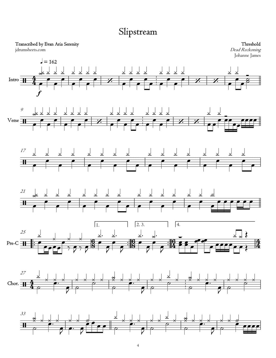 Slipstream - Threshold - Drum Sheet Music - Jaslow Drum Sheets ...