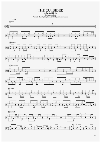 The Outsider A Perfect Circle Drum Sheet Music Ariamus