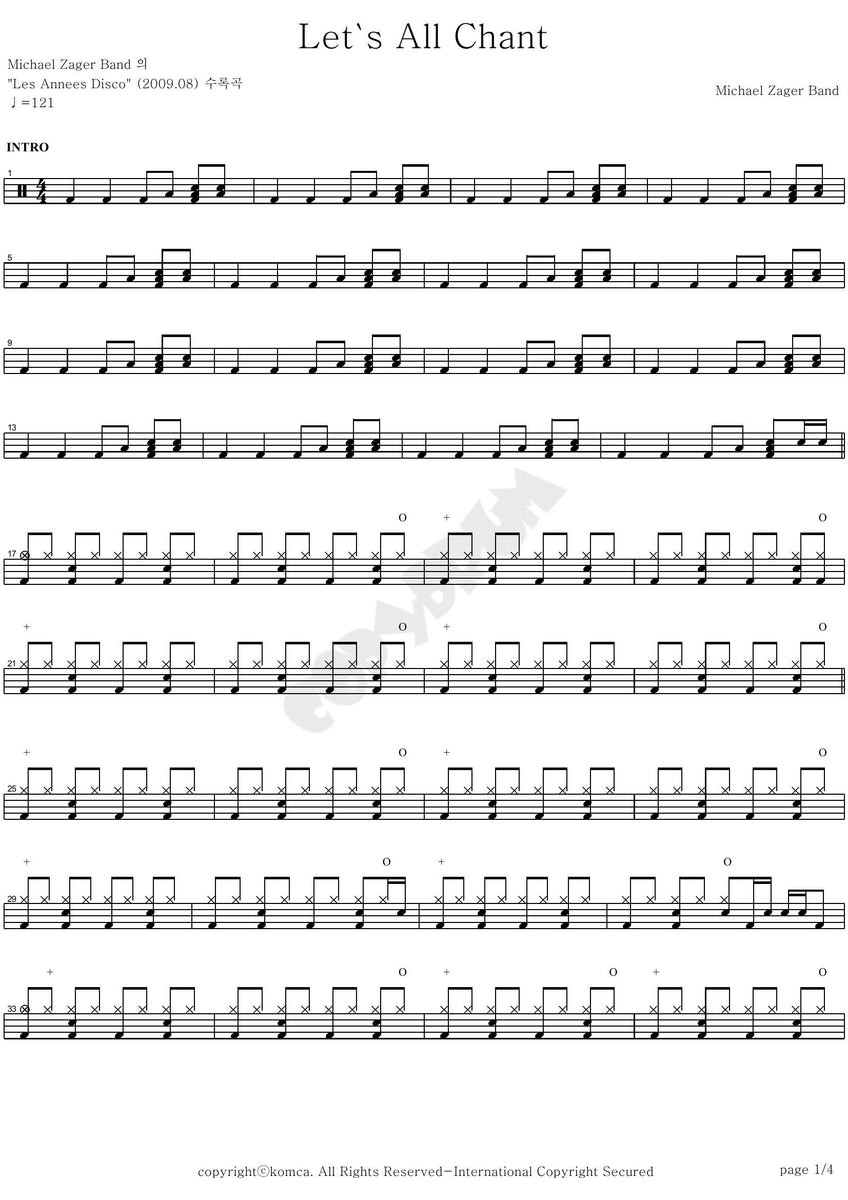 Let's All Chant - Michael Zager Band - Drum Sheet Music - COPYDRUM ...
