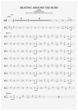 Beating Around the Bush - AC/DC - Drum Sheet Music - AriaMus.com ...