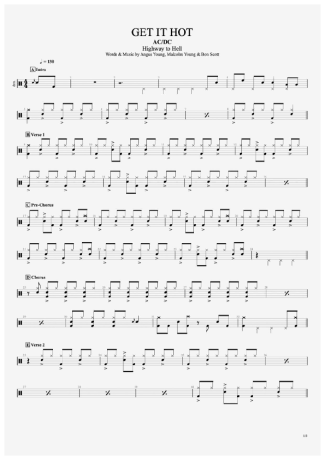 Get It Hot - AC/DC - Drum Sheet Music - AriaMus.com – DrumSetSheetMusic