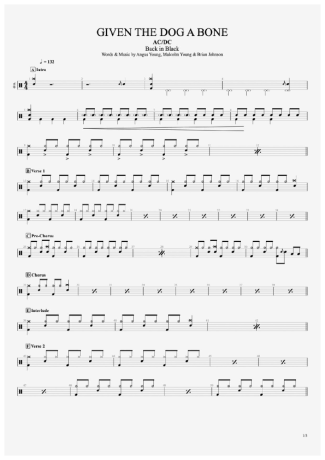 Given the Dog a Bone - AC/DC - Drum Sheet Music - AriaMus.com ...