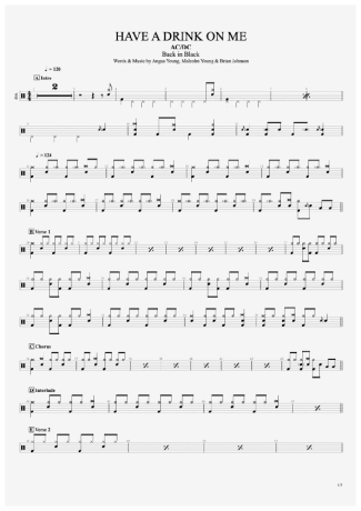 Have a Drink on Me - AC/DC - Drum Sheet Music - AriaMus.com ...