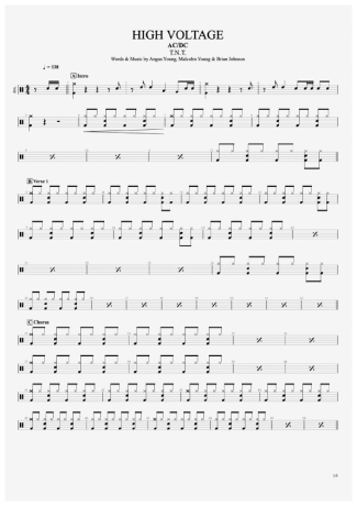 High Voltage - AC/DC - Drum Sheet Music - AriaMus.com – DrumSetSheetMusic
