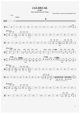 Jailbreak - AC/DC - Drum Sheet Music - AriaMus.com – DrumSetSheetMusic