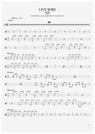 Live Wire - AC/DC - Drum Sheet Music - AriaMus.com – DrumSetSheetMusic