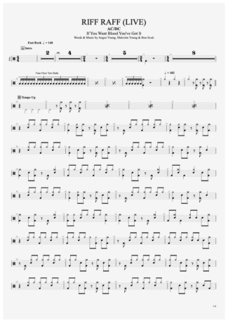 Riff Raff (Live) - AC/DC - Drum Sheet Music - AriaMus.com ...