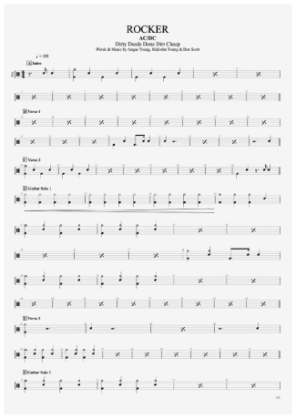 Rocker - AC/DC - Drum Sheet Music - AriaMus.com – DrumSetSheetMusic