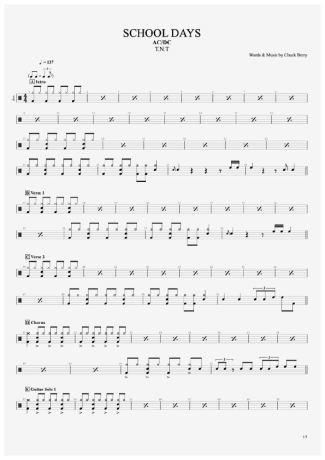 School Days - AC/DC - Drum Sheet Music - AriaMus.com – DrumSetSheetMusic