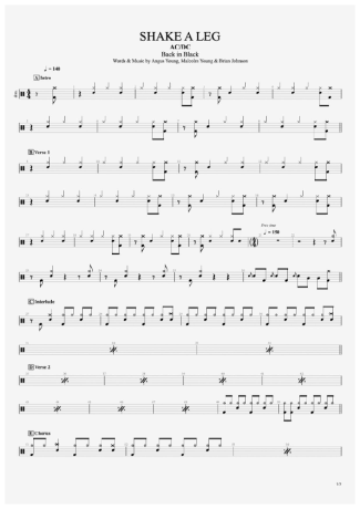 Shake a Leg - AC/DC - Drum Sheet Music - AriaMus.com – DrumSetSheetMusic