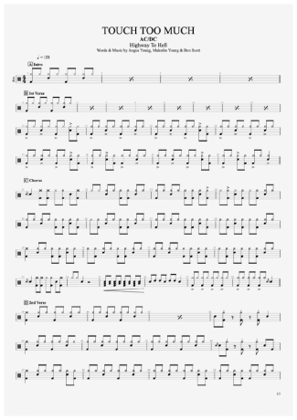 Touch Too Much - AC/DC - Drum Sheet Music - AriaMus.com – DrumSetSheetMusic