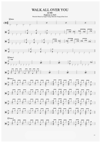 Walk All Over You - AC/DC - Drum Sheet Music - AriaMus.com ...
