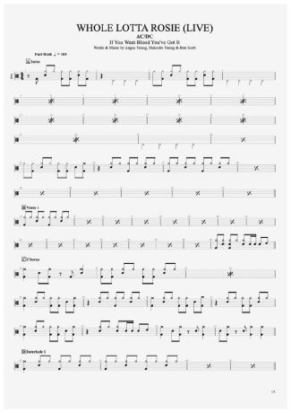 Whole Lotta Rosie (Live) - AC/DC - Drum Sheet Music - AriaMus.com ...