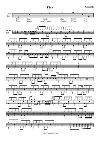 Pink - Aerosmith - Drum Sheet Music - AriaMus.com – DrumSetSheetMusic