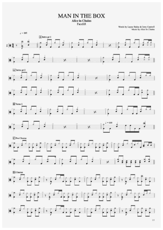 Man in the Box - Alice in Chains - Drum Sheet Music - AriaMus.com ...