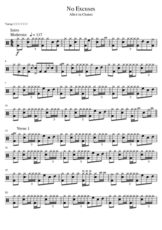 No Excuses - Alice in Chains - Drum Sheet Music - AriaMus.com – DrumSetSheetMusic