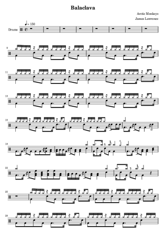 Balaclava - Arctic Monkeys - Drum Sheet Music - AriaMus.com – DrumSetSheetMusic