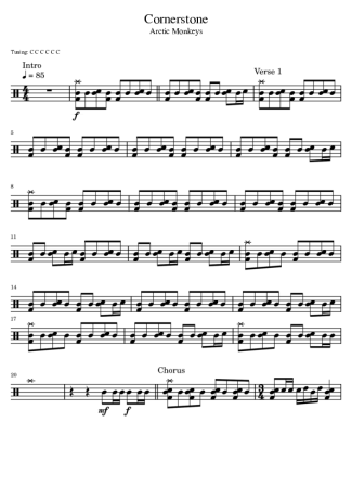 Cornerstone - Arctic Monkeys - Drum Sheet Music - AriaMus.com ...